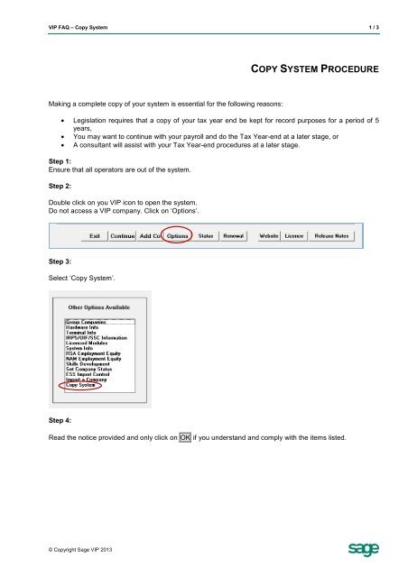 VIP FAQ - Classic Essentials Copy System - Sage VIP Payroll