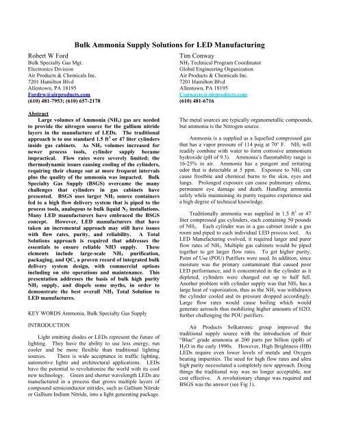 Bulk Ammonia Supply Solutions for LED Manufacturing - CS Mantech