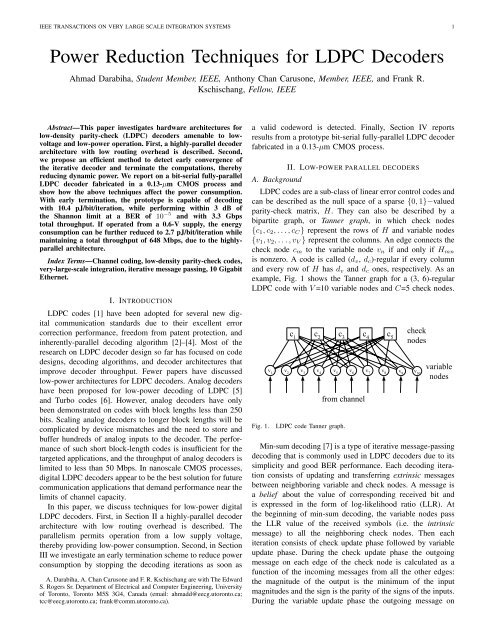 Power Reduction Techniques for LDPC Decoders