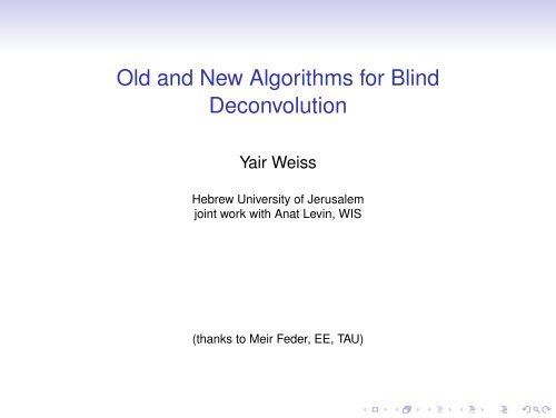 Old And New Algorithms For Blind Deconvolution Webdav