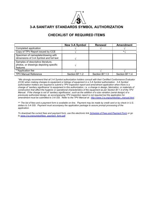 Application for 3-A Sanitary Standards Symbol (PDF)