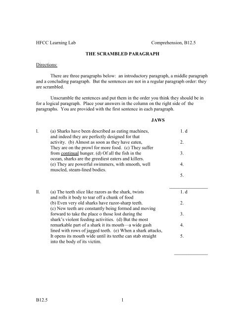 B12.5 Scrambled Paragraph - The Learning Lab at HFCC