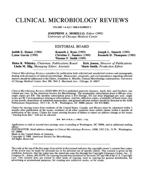 Administration (pdf) - Clinical Microbiology Reviews - American ...