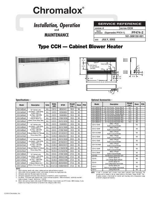 CCH Installation Manual - Chromalox Precision Heat and Control