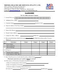 Claim Form - MDIndia Healthcare Services