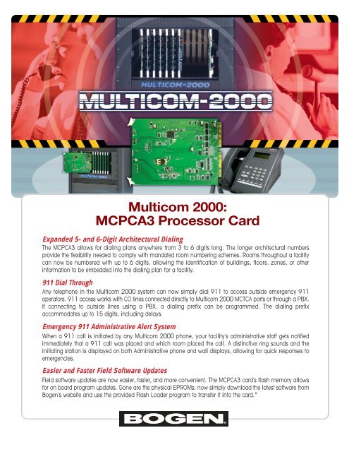 Multicom-2000: MCPCA3 Processor Card - Bogen Engineered ...