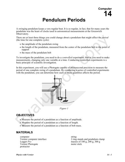 Pendulum Periods - Vernier Software & Technology