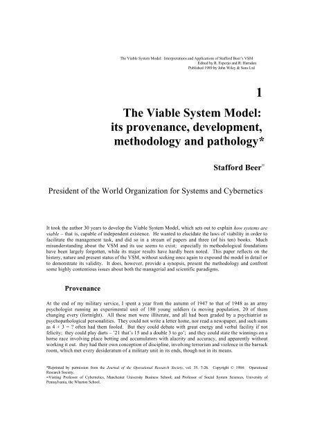 The Viable System Model