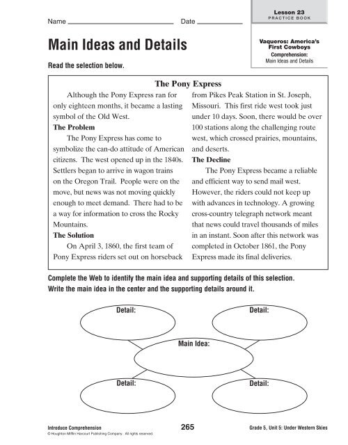 Main Ideas and Details