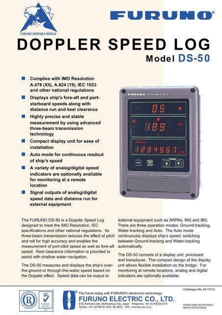 Model DS-50 DOPPLER SPEED LOG - Furuno