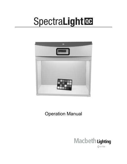 SpectraLight QC Users Manual - X-Rite