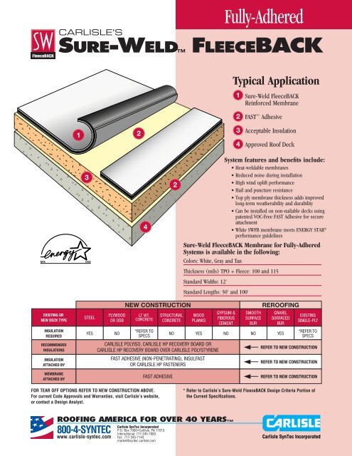 Carlisle Fleece Back Tpo - PA Supply Company