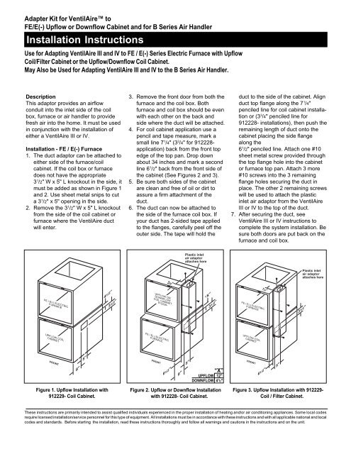 Up/Downflow Cabinet Adapter Kit - Nordyne