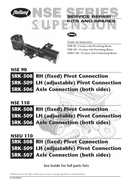 SERVICE REPAIR KITS AND SPARES - saf-holland