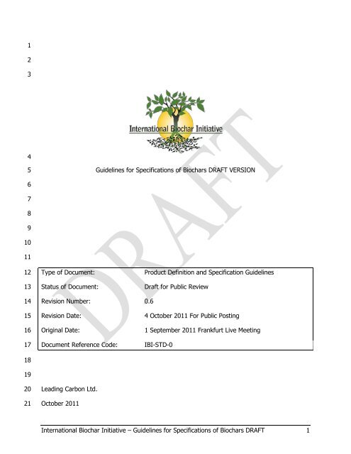 Guidelines for Specifications of Biochars - International Biochar ...