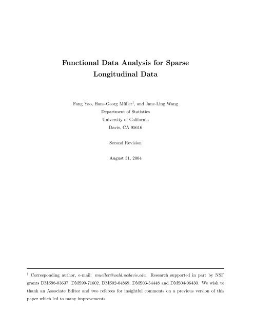 Functional Data Analysis For Sparse Longitudinal Data Statistics