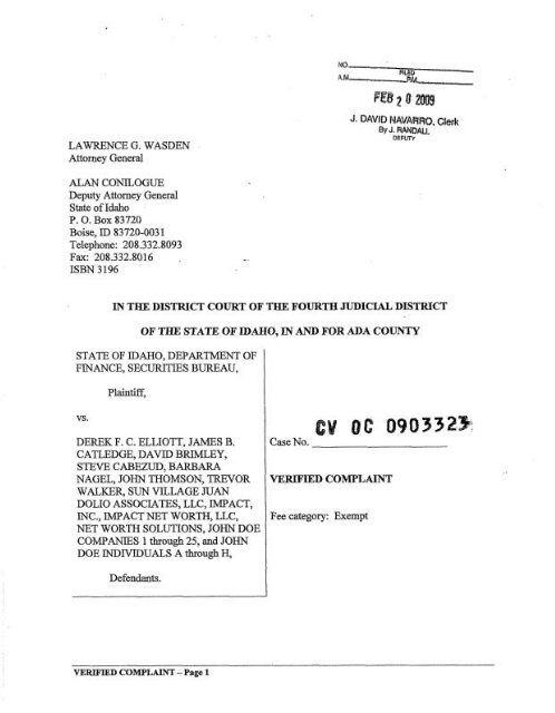 Verified Complaint - Department of Finance