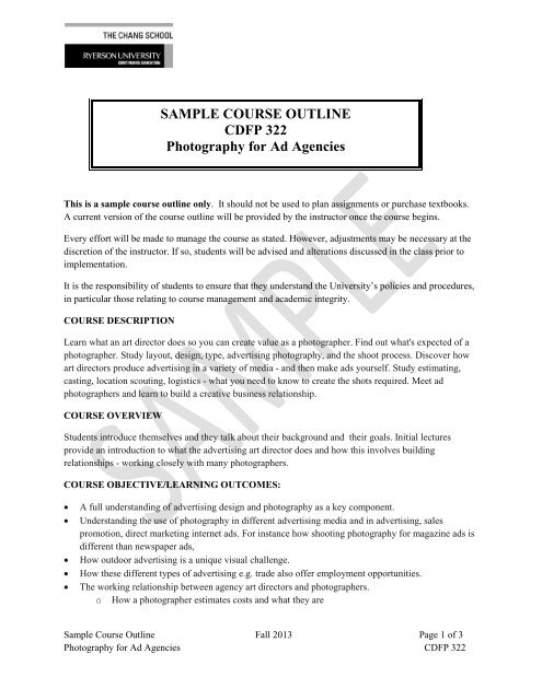 Sample Classroom Course Outline - The Chang School - Ryerson ...