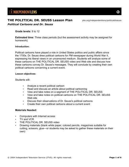 THE POLITICAL DR. SEUSS Lesson Plan - PBS