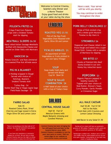 gold class menu - Village Cinemas