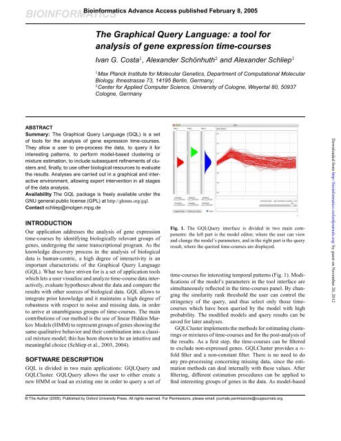 The Graphical Query Language: a tool for analysis of gene ...