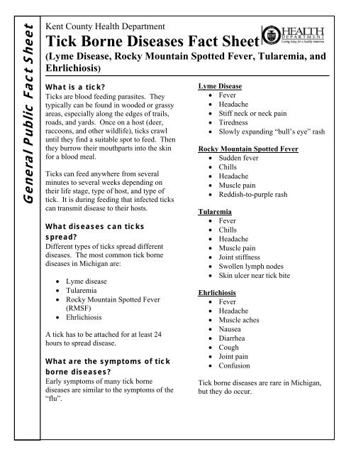 Tick Borne Diseases Fact Sheet - Kent County, Michigan