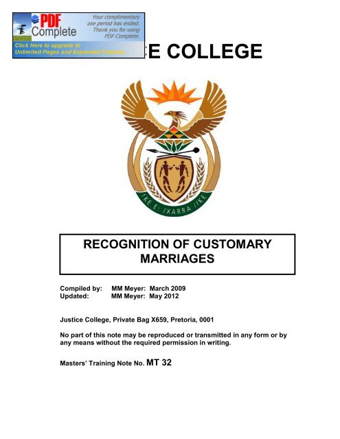 recognition of customary marriages