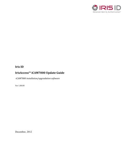 Iris ID IrisAccess™ iCAM7000 Update Guide