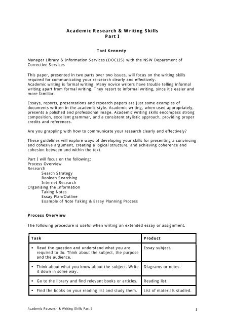 Academic Research & Writing Skills