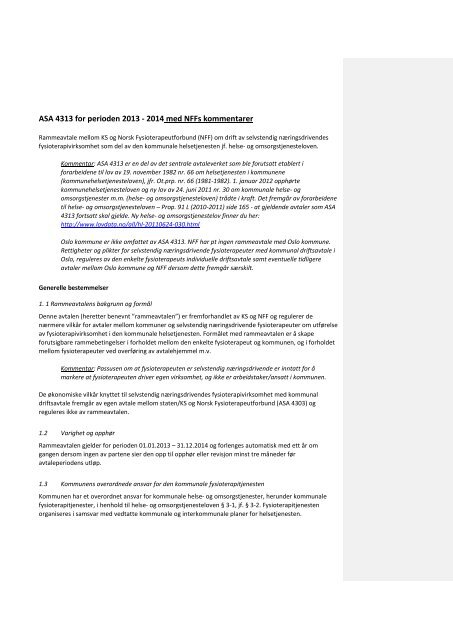 NFFs kommentarutgave til ASA 4313 - Norsk Fysioterapeutforbund