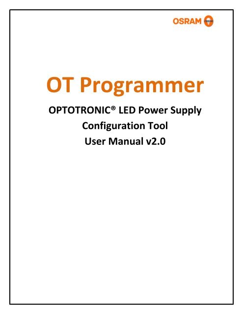 2. Installing the OT Programmer - Osram Sylvania