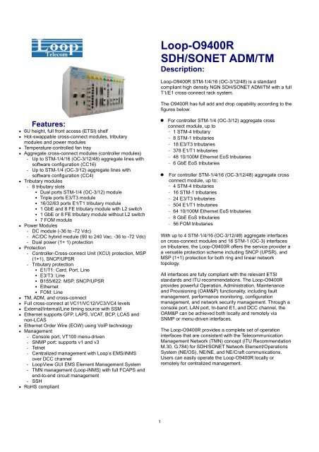 Loop-O9400R SDH/SONET ADM/TM - DAVANTEL