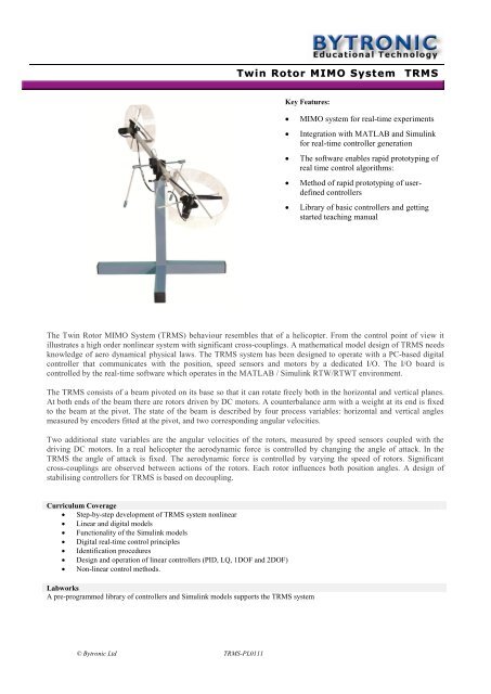 Twin Rotor MIMO System TRMS