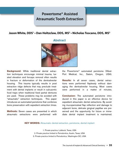 PowertomeÂ® Assisted Atraumatic Tooth Extraction - Westport ...