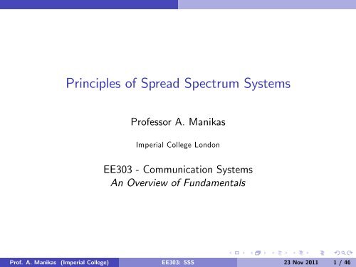 Principles of Spread Spectrum Systems - Manikas A. - Imperial ...