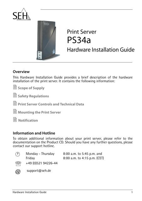 Mounting the Print Server - SEH Computertechnik GmbH