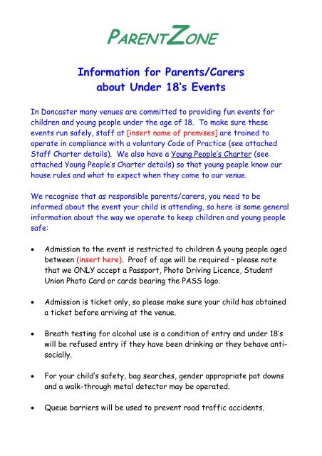 Leaflet for Parents - Doncaster Safeguarding Children Board