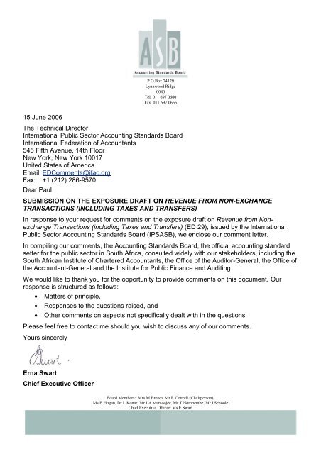 Comment Letter - the ASB