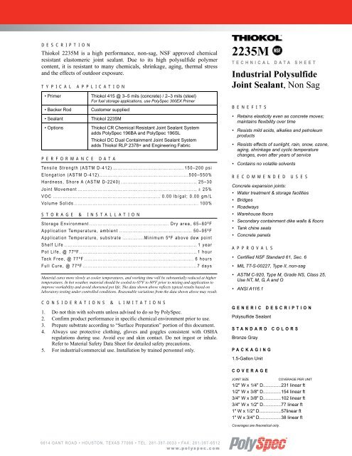 Thiokol Â® 2235M - PolySpec