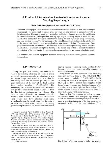 A Feedback Linearization Control Of Container Cranes Ijcas