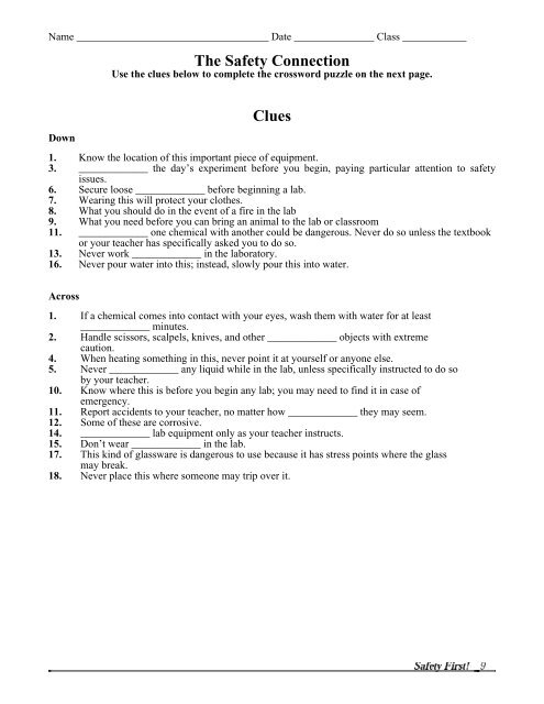 The Safety Connection Clues - Seabreeze High School