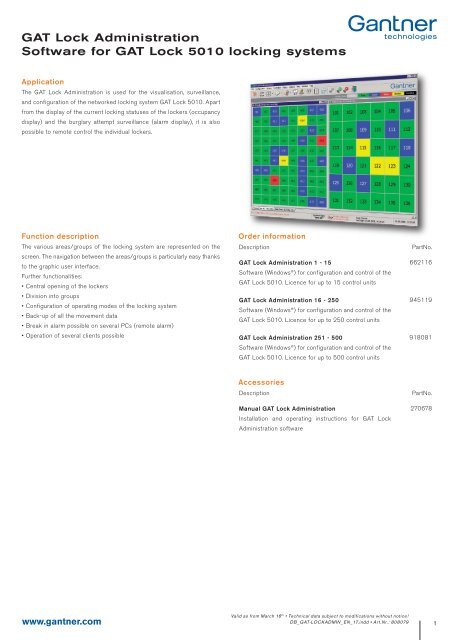 GAT Lock Administration Software for GAT Lock ... - gantner.com.au