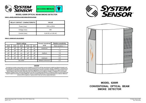 model 6200r conventional optical beam smoke detector