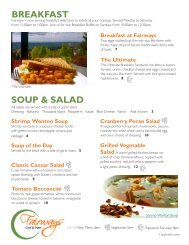 Fairways Drink Menu - Westwood Plateau Golf and Country Club