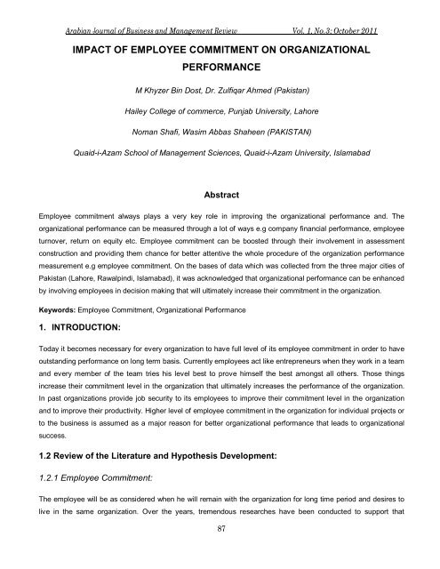 impact of employee commitment on organizational performance