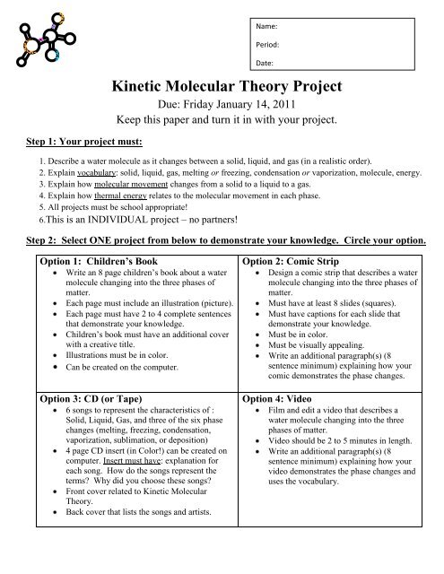 Kinetic Molecular Theory Project