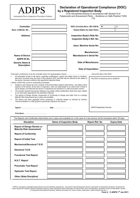 Declaration of Operational Compliance (DOC) - ADIPS