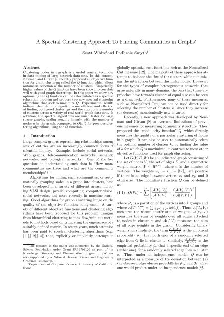 A Spectral Clustering Approach To Finding Communities in Graphsâ