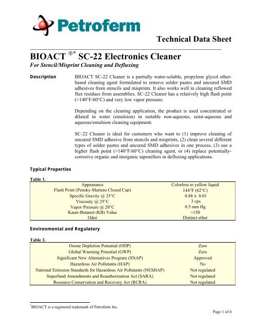 BIOACT SC-22 TDS 01-01 - The Solder Connection