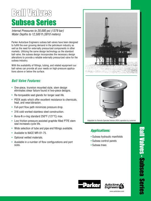 Subsea Ball Valves - Parker Autoclave Engineers